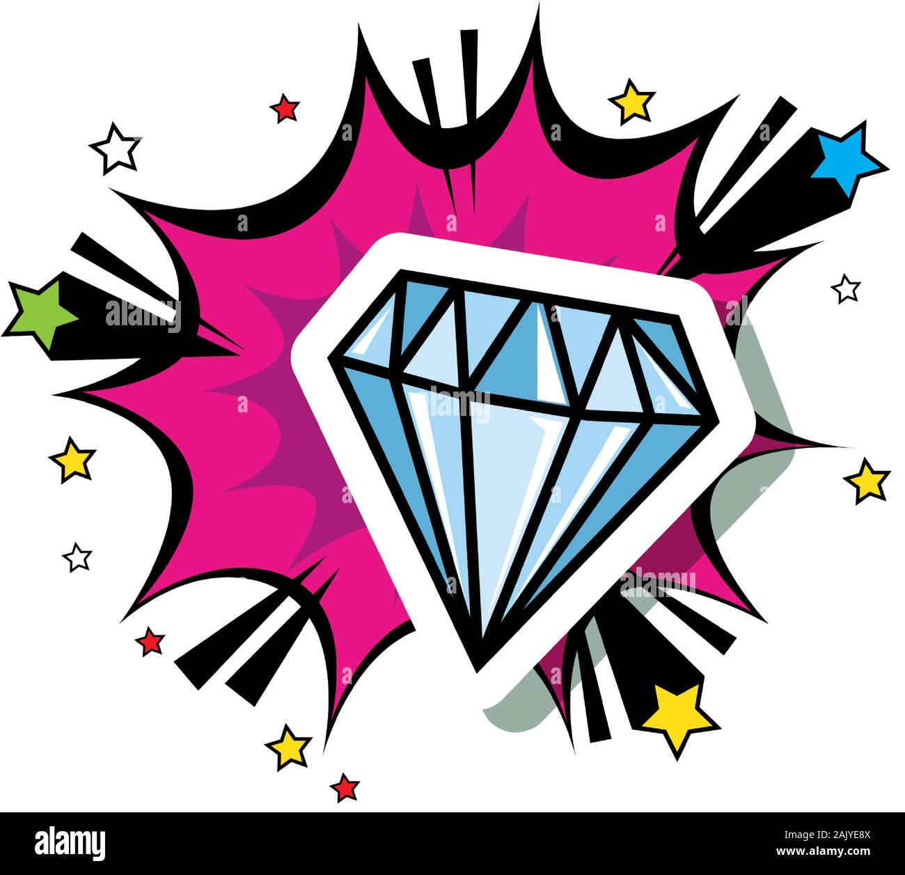 diamond with explosion pop art style icon Stock Vector Image & Art - Alamy