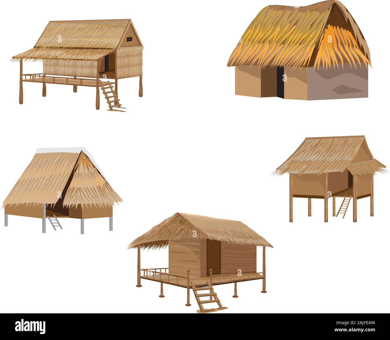 isolated straw hut on white background vector design Stock Vector Image ...