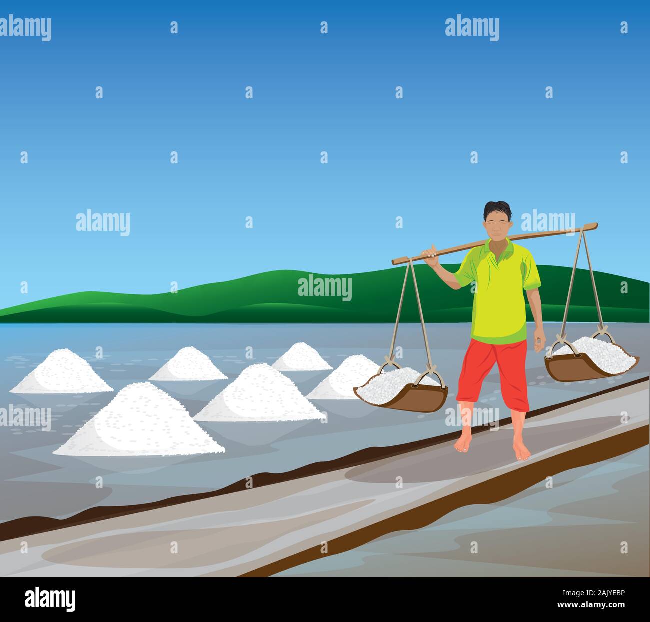 Salt paddy Stock Vector Images - Alamy
