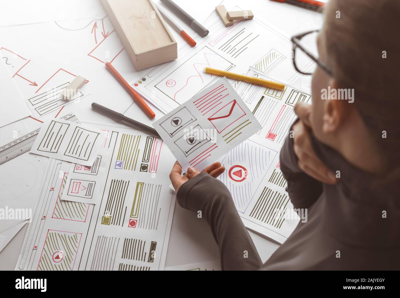 The designer develops web applications for mobile phones. Sketch user ...