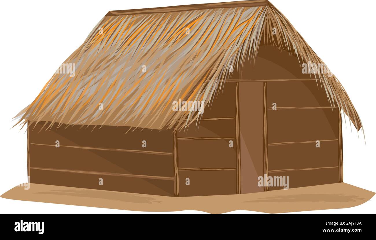 isolated straw hut on white background vector design Stock Vector Image ...