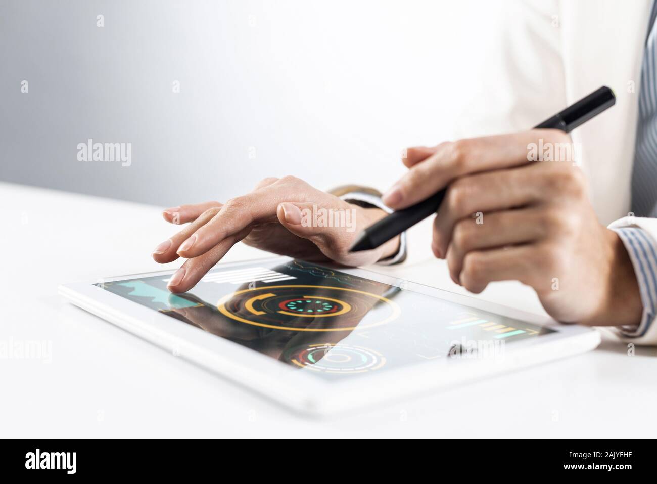Tablet computer for financial data analysis Stock Photo - Alamy
