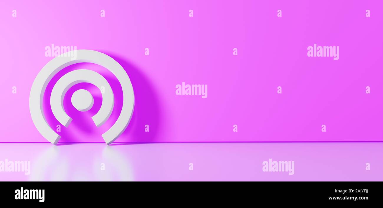 3D rendering of white symbol of connection circular wires icon leaning ...