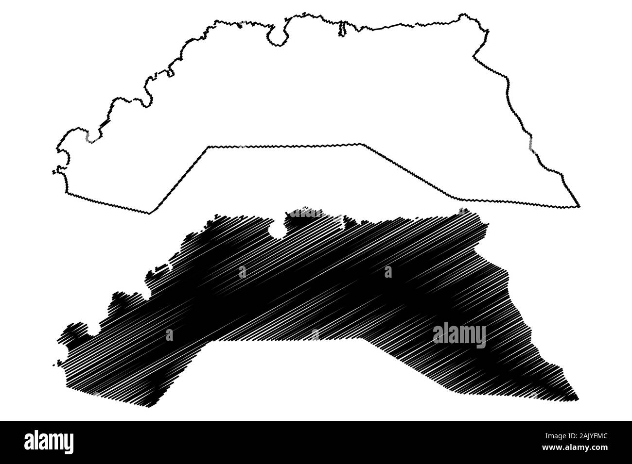 Hanover Parish (Parishes of Jamaica) map vector illustration, scribble ...