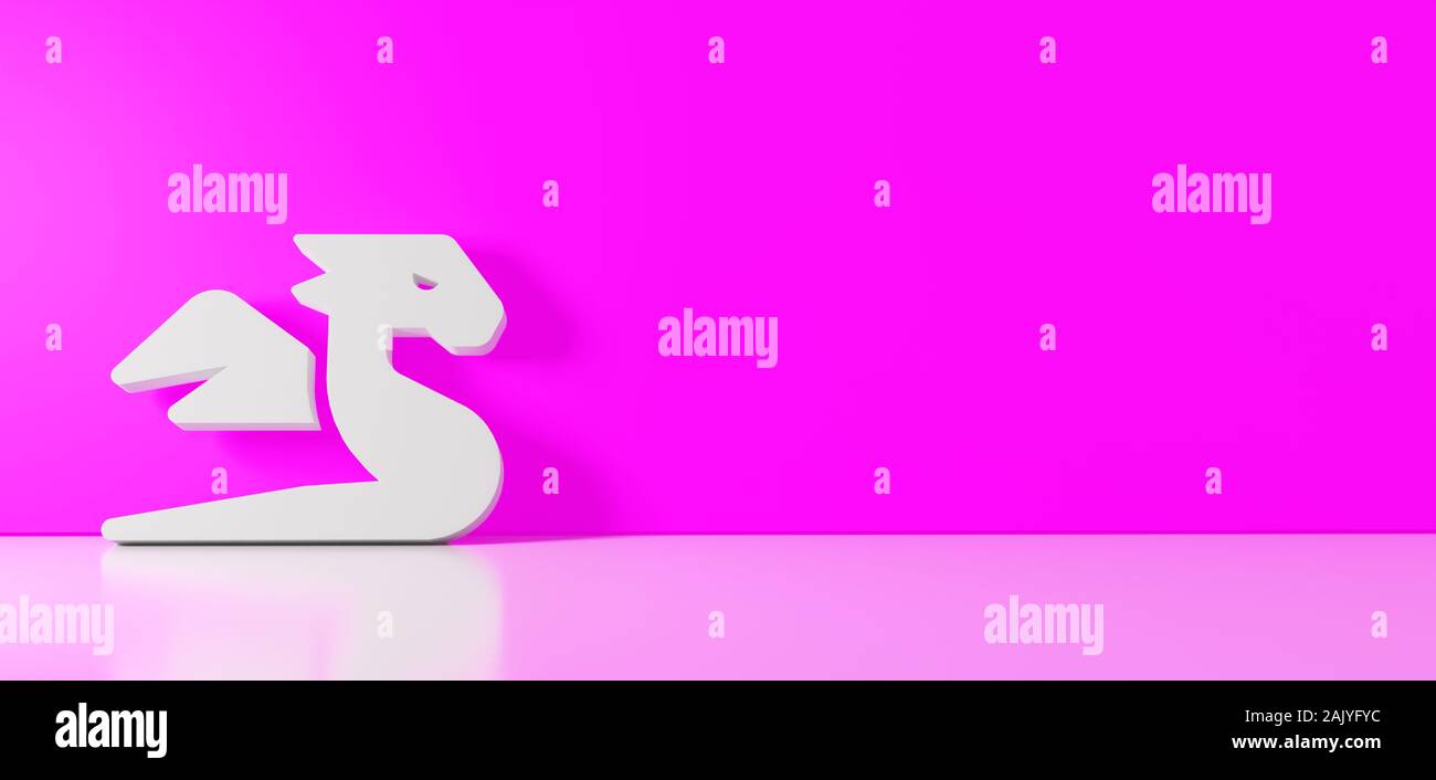 3D rendering of white symbol of fairy tale fury icon leaning on on ...