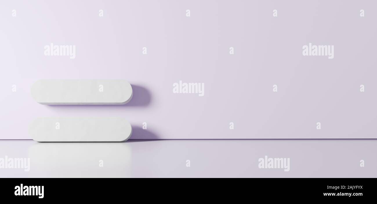 3D rendering of white symbol of equal sign bold icon leaning on on ...