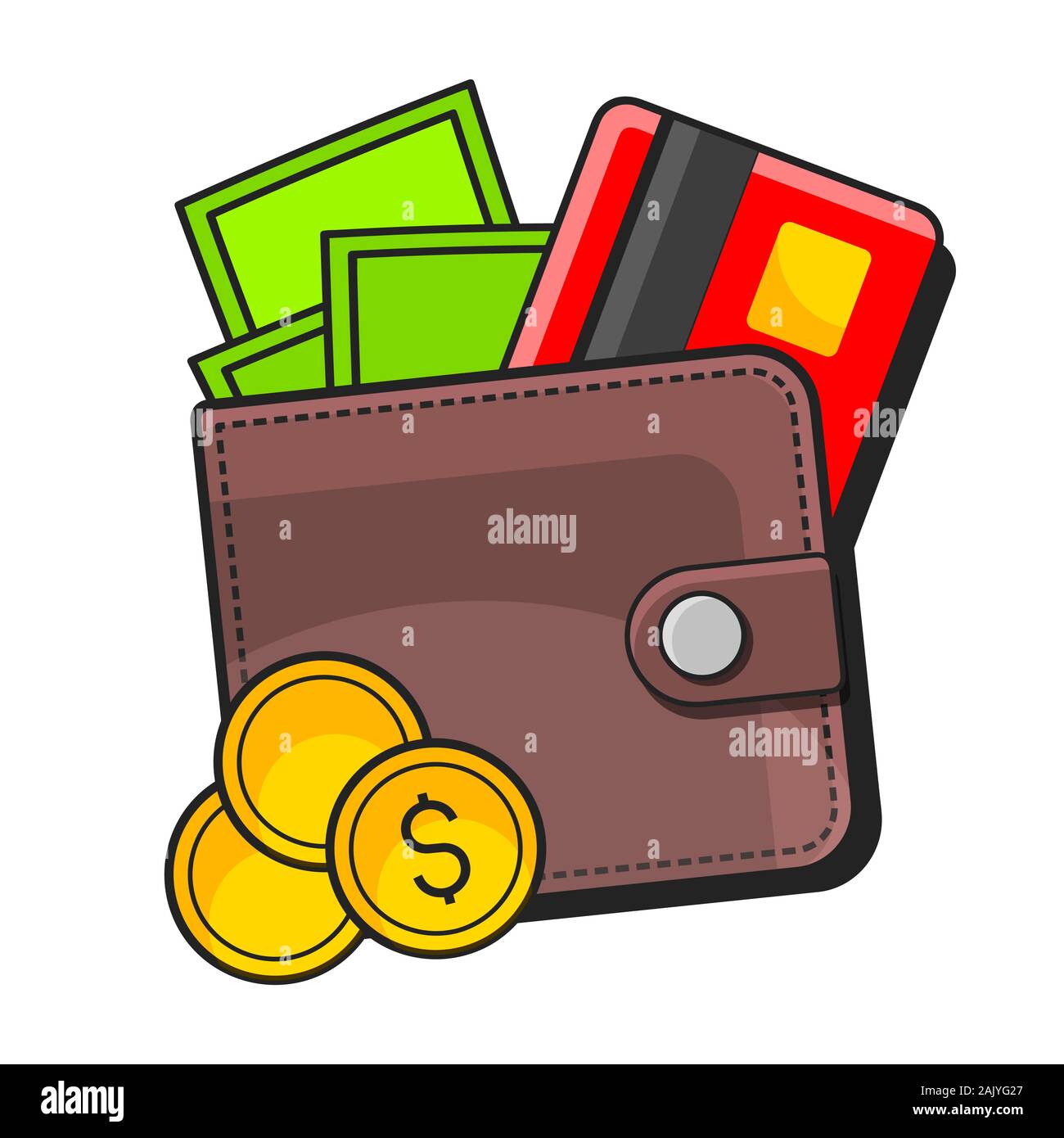 Wallet With Dollars On White Background Suitable For Greeting Card ...