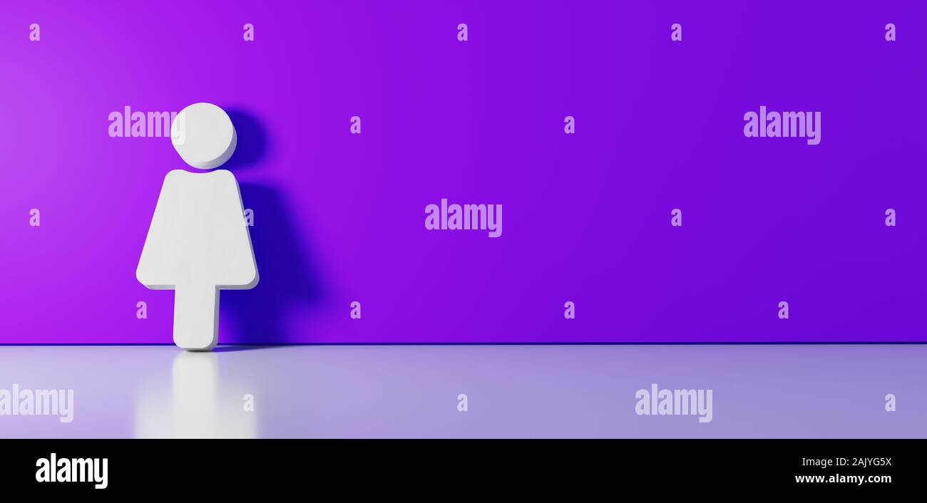 3D rendering of white symbol of female figure symbol icon leaning on on ...