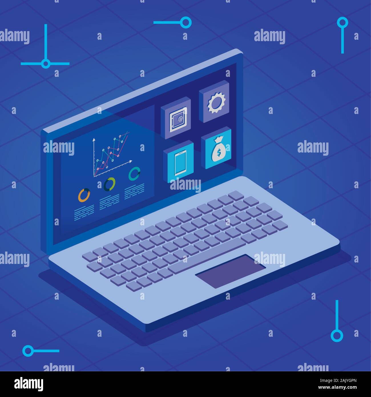 laptop computer with infographics and app menu Stock Vector Image & Art ...