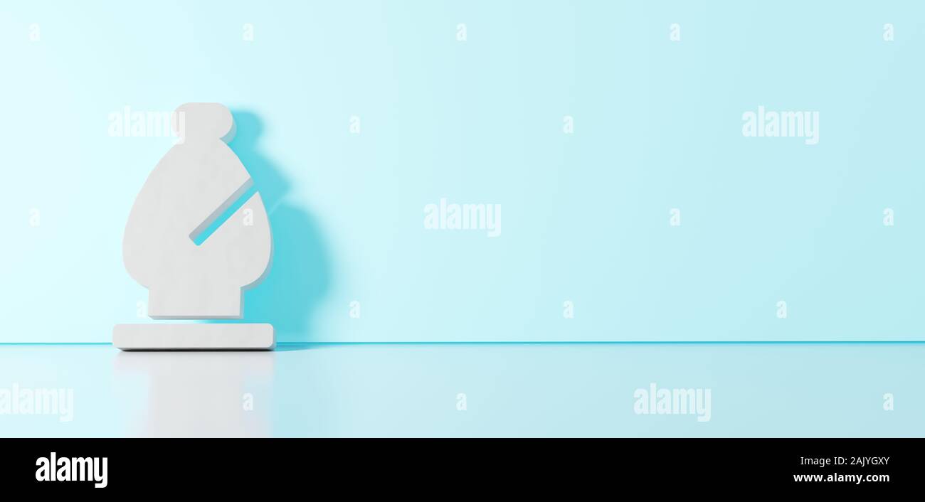3D rendering of white symbol of chess bishop figure icon leaning on on ...