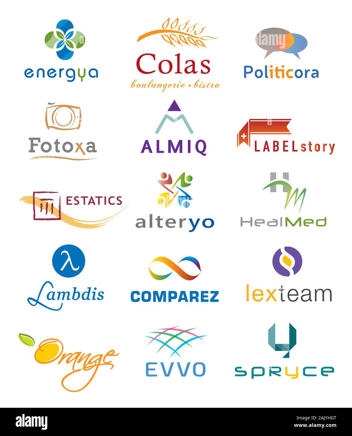 Set of Fifteen Icons and Logo Designs - Multiple Colors and Elements ...