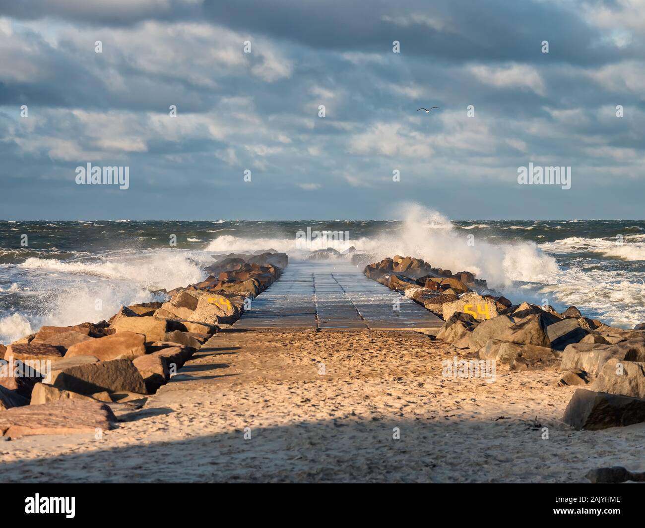 Stormy beach in Thyboroen, West Denmark Stock Photo - Alamy