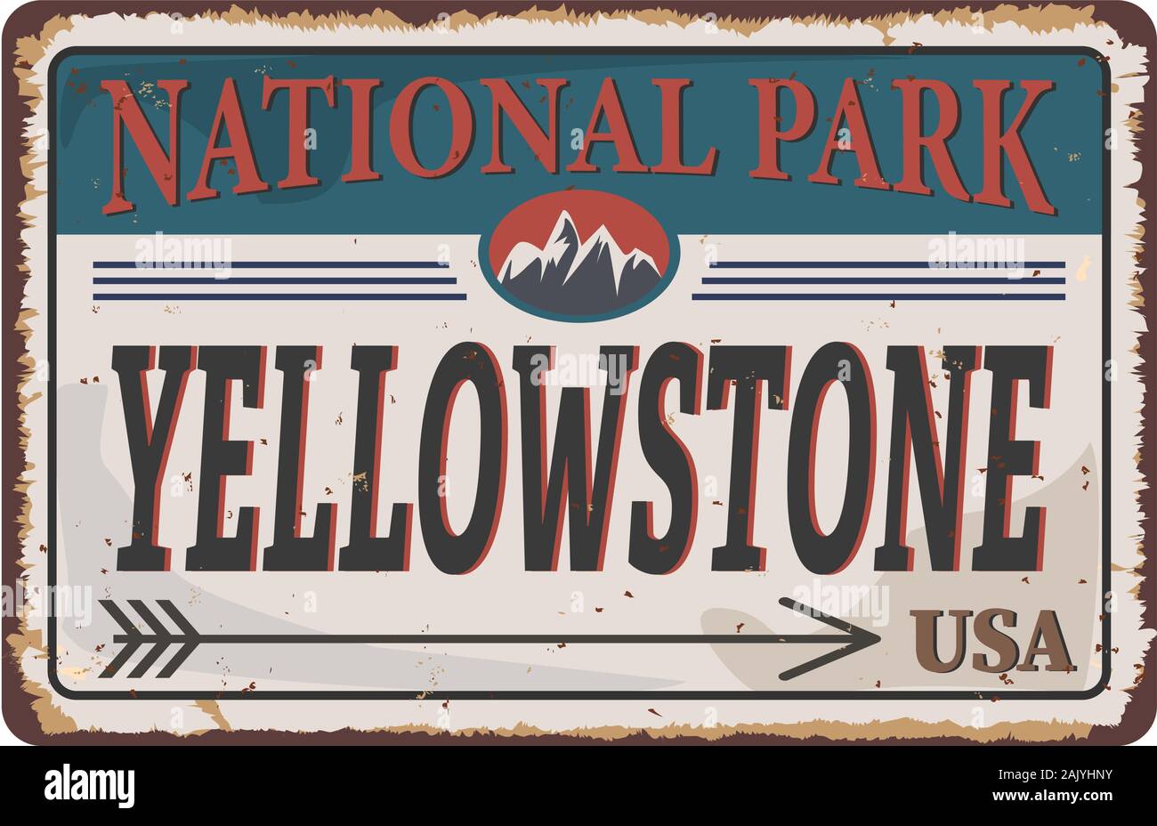 grunge metal sign with the name of Yellowstone National Park from ...