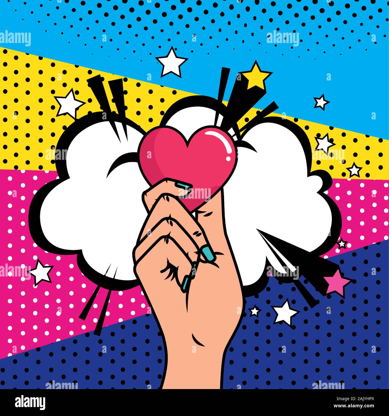 hand with heart and cloud pop art style Stock Vector Image & Art - Alamy