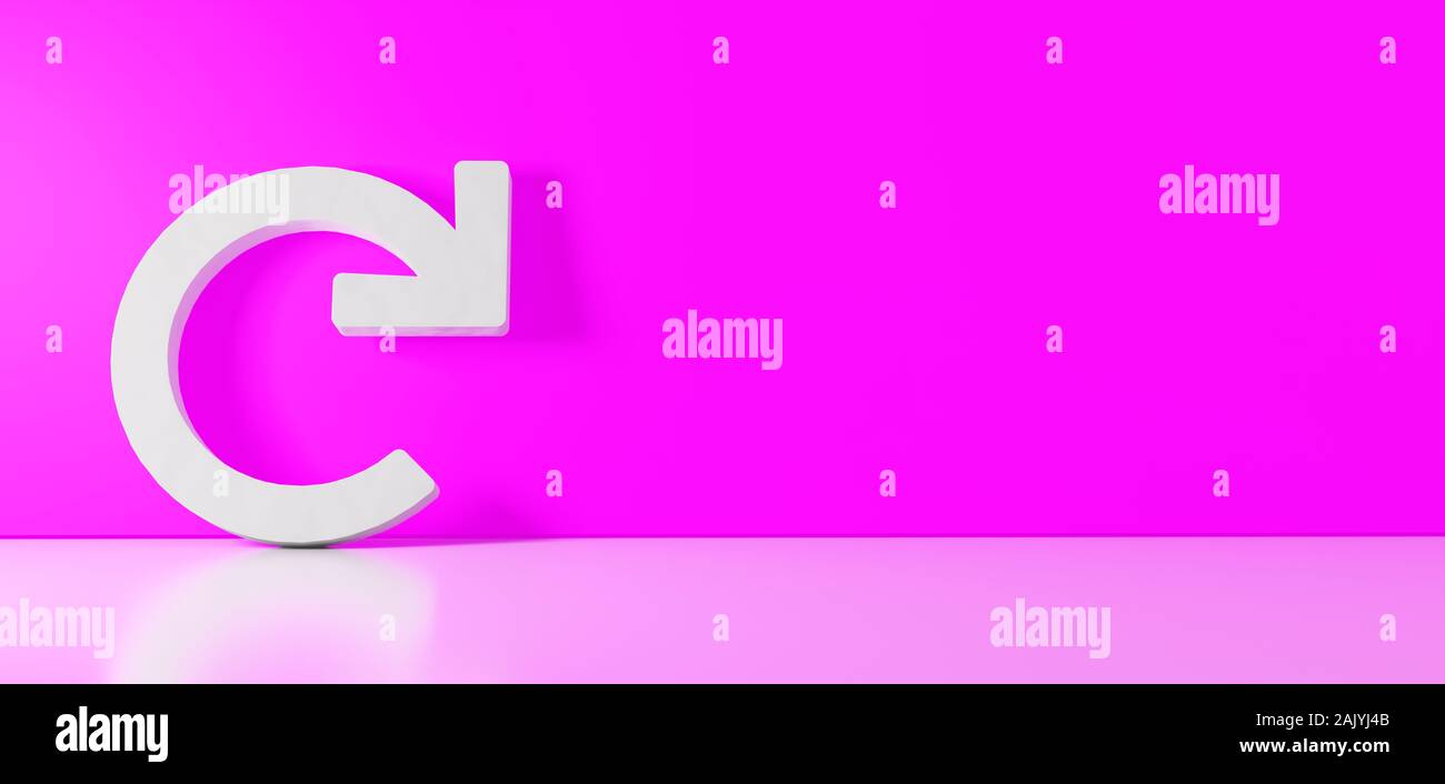 3D rendering of white symbol of redo circle arrow icon leaning on on ...