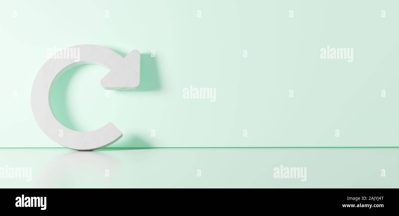 3d Rendering Of White Symbol Of Redo Circle Arrow Icon Leaning On On