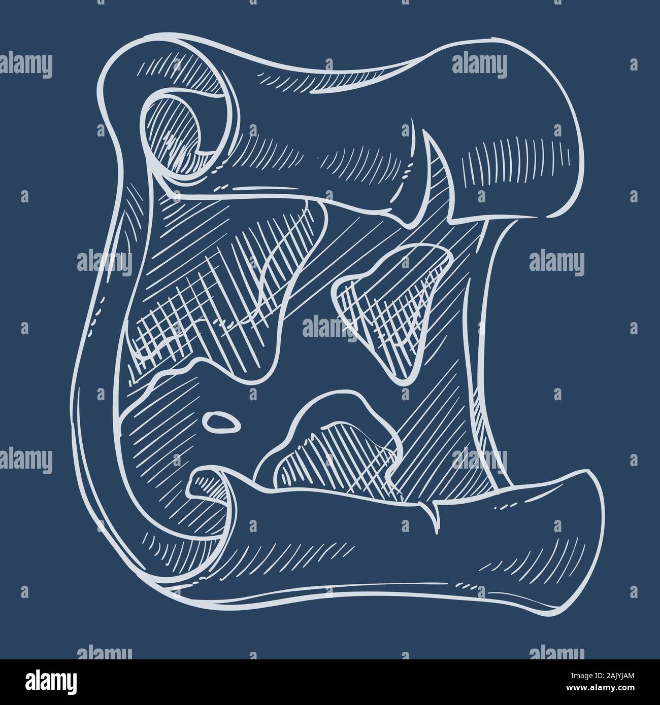 Marine map sketch, ancient treasure navigation, geography Stock Vector ...