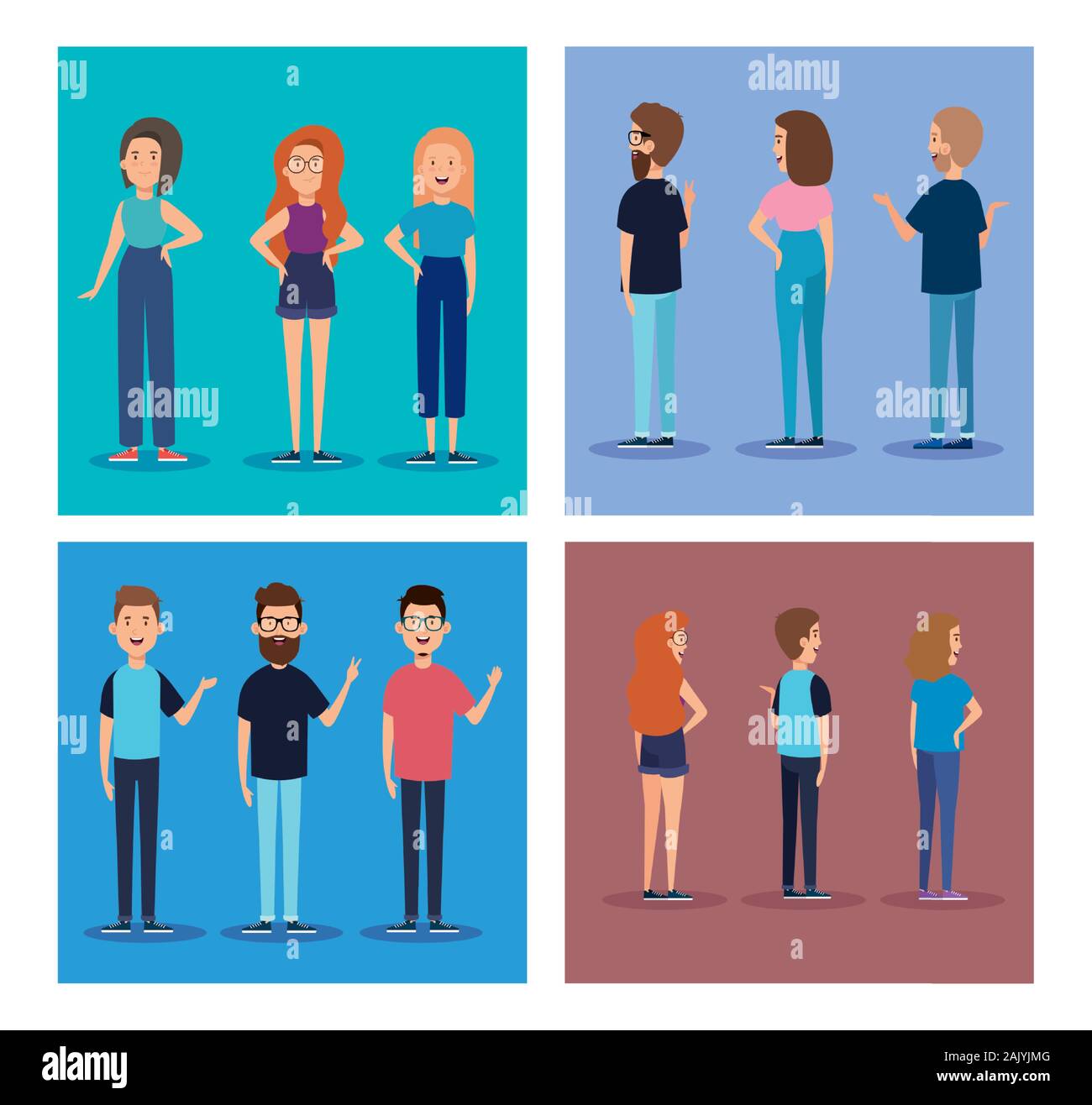 group of young people avatar characters Stock Vector Image & Art - Alamy