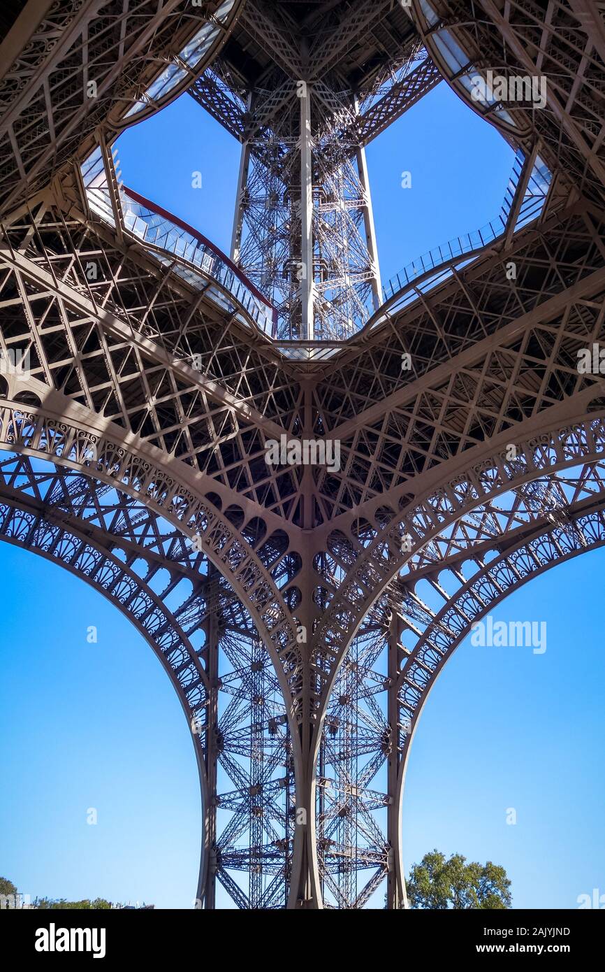 Eiffel Tower detail view from below, Paris, France Stock Photo - Alamy