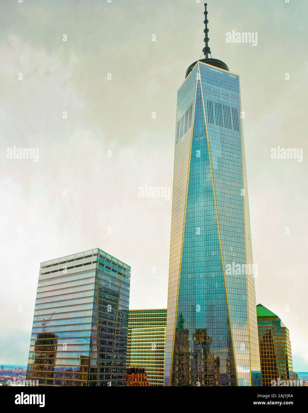 World Trade Center and Freedom Tower USA reflex Stock Photo - Alamy