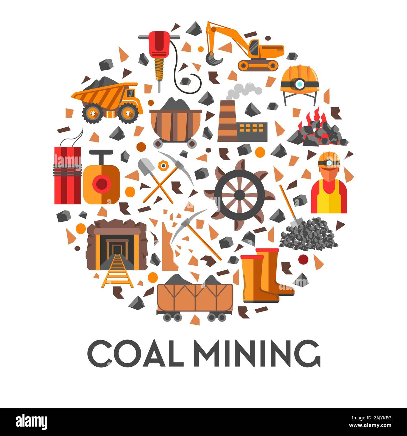 Industrial equipment and coal mining isolated emblem Stock Vector Image ...
