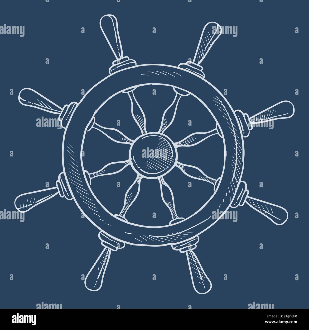 Rudder or steering wheel isolated icon, wooden ship part Stock Vector ...