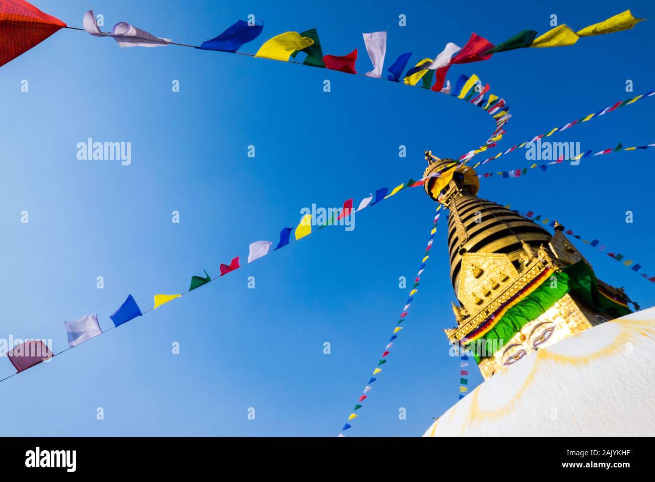 Swayambhu / Swayambunath temple in Kathmandu, Nepal Stock Photo - Alamy