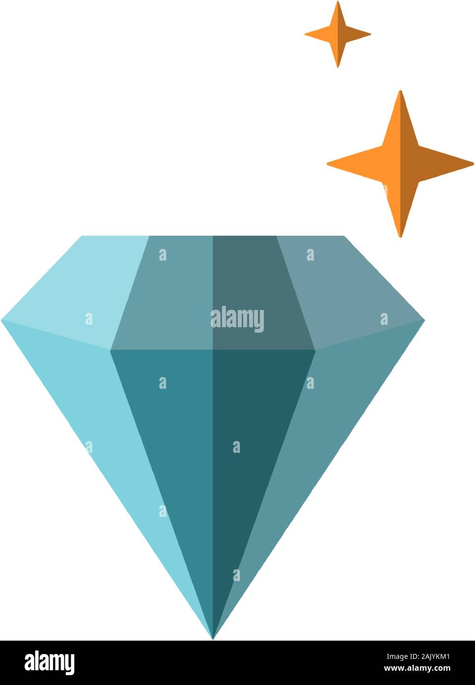 Vector flat illustration of shiny diamond with stars around it ...