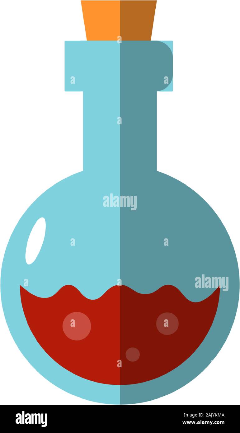 Vector flat magic bottle illustration. Potion bottle icon of witch ...