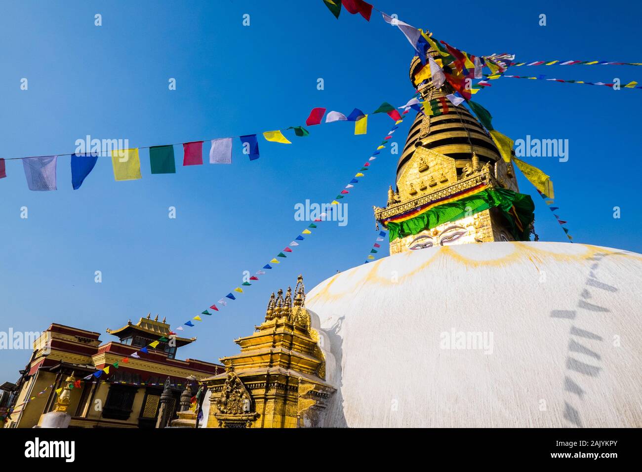 Swayambhu / Swayambunath temple in Kathmandu, Nepal Stock Photo - Alamy