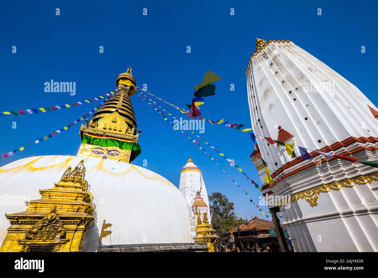 Swayambhu / Swayambunath temple in Kathmandu, Nepal Stock Photo - Alamy