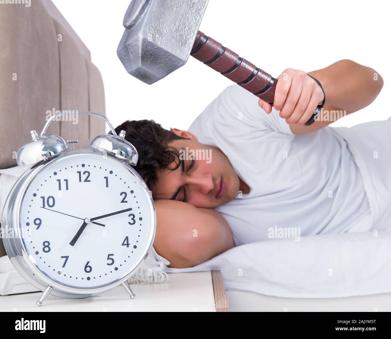 The man in bed suffering from insomnia Stock Photo - Alamy
