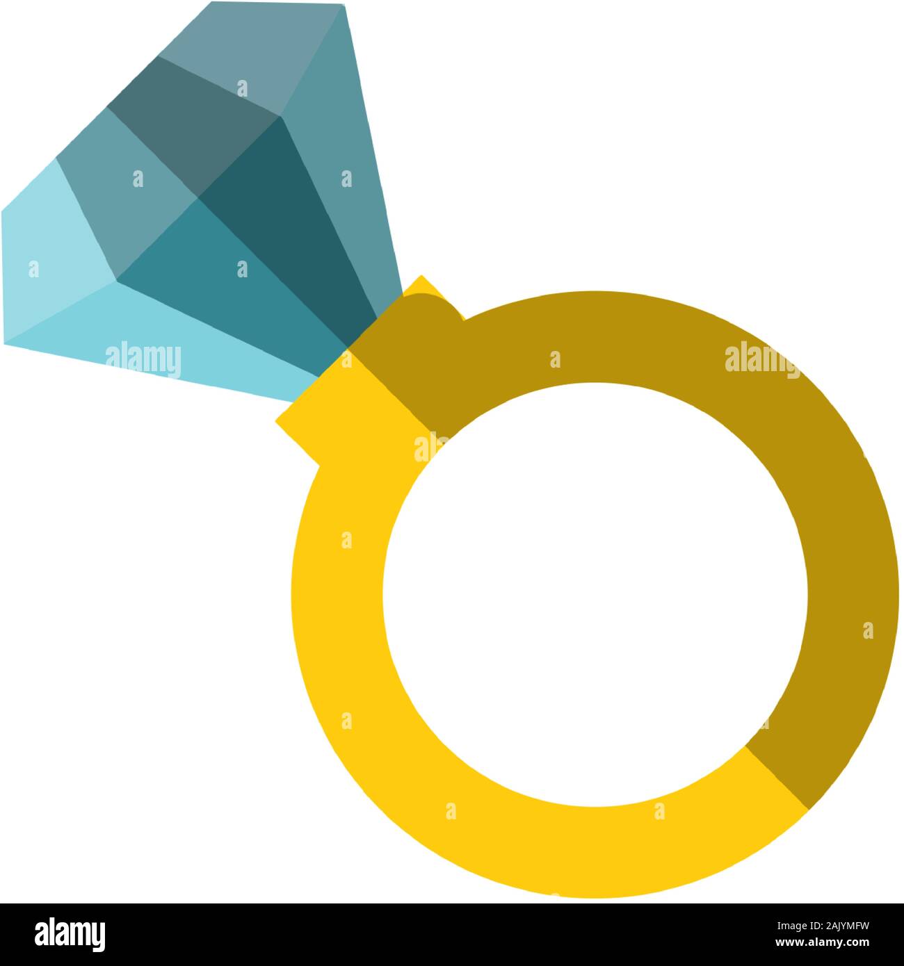 Vector flat icon of a ring with huge diamond on it. Simple ring ...