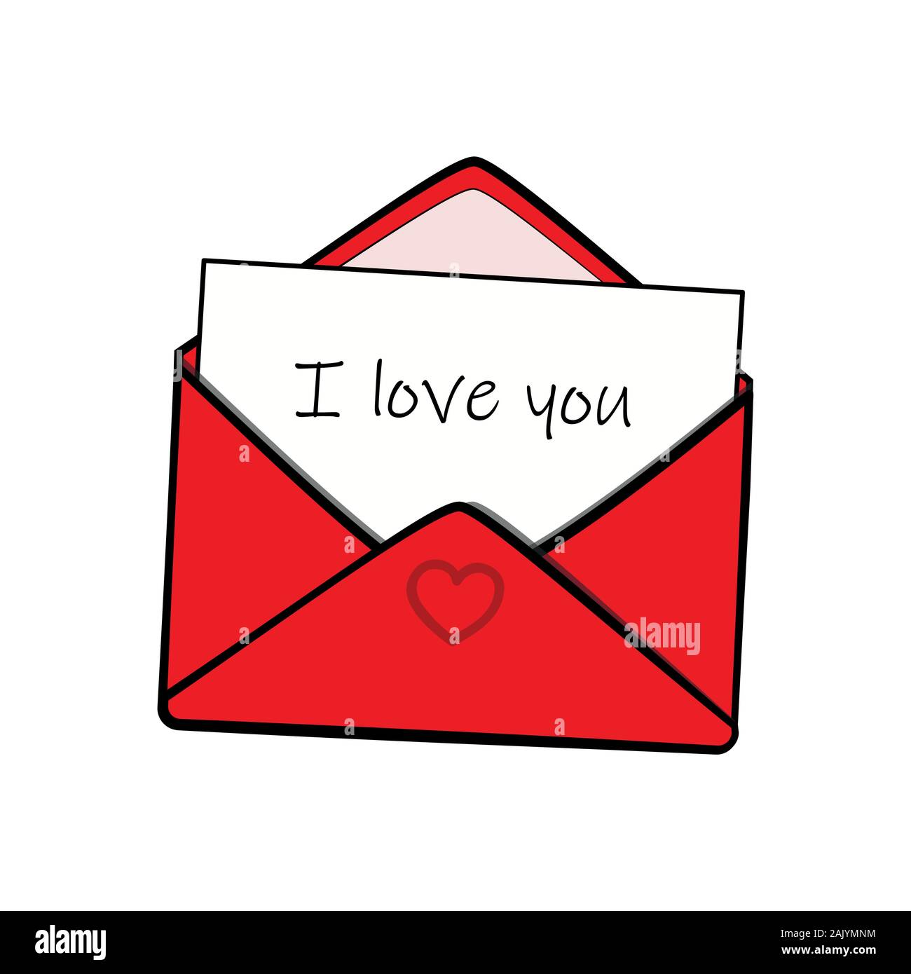 love letter red envelope isolated on white background vector ...