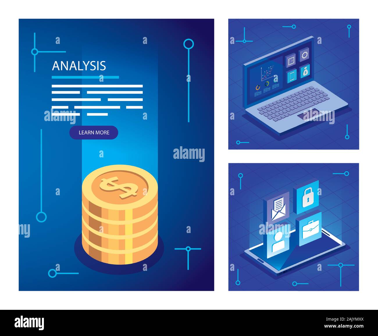 set analysis data poster with business icons Stock Vector Image & Art ...