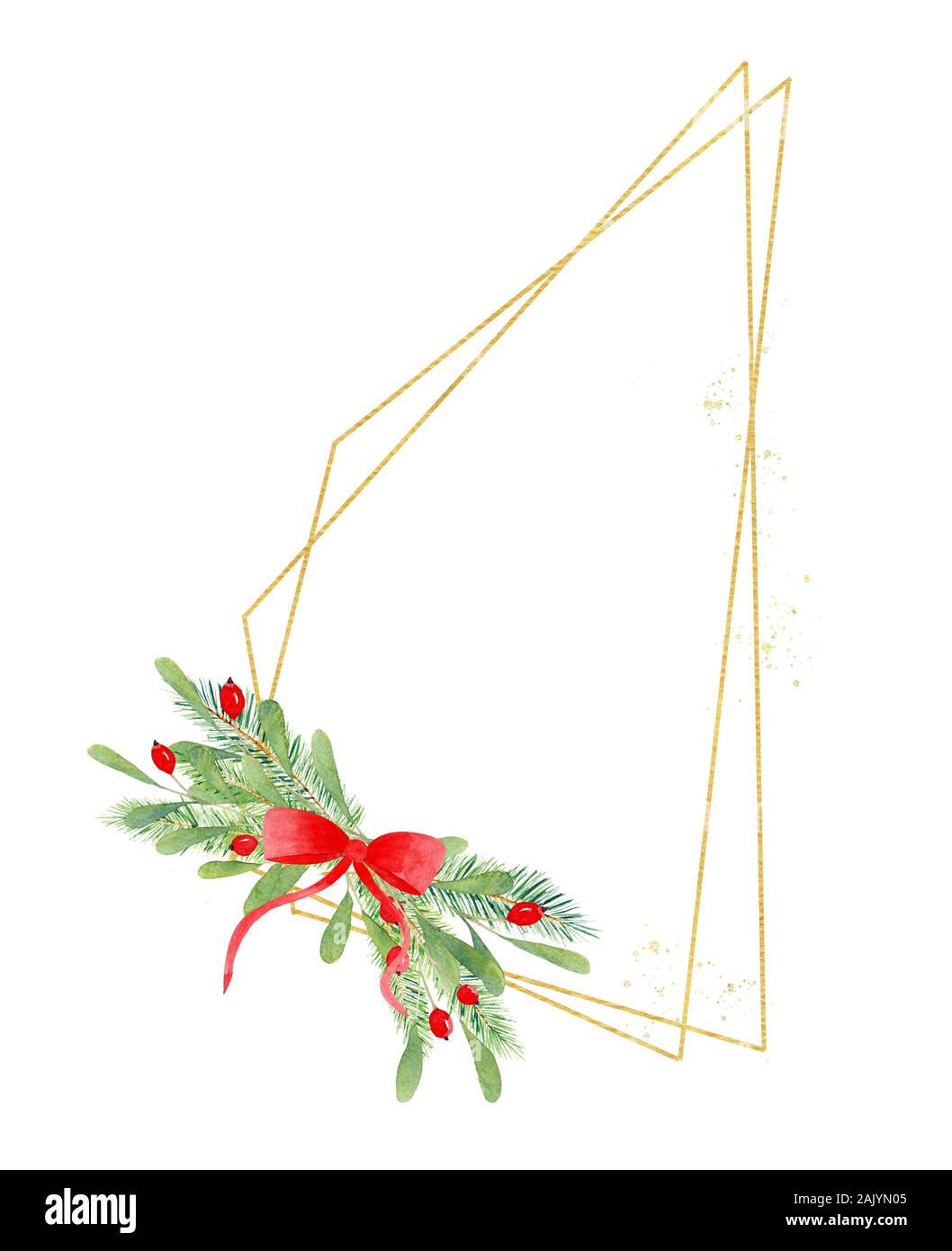 Golden triangular shape frame hand drawn watercolor illustration ...