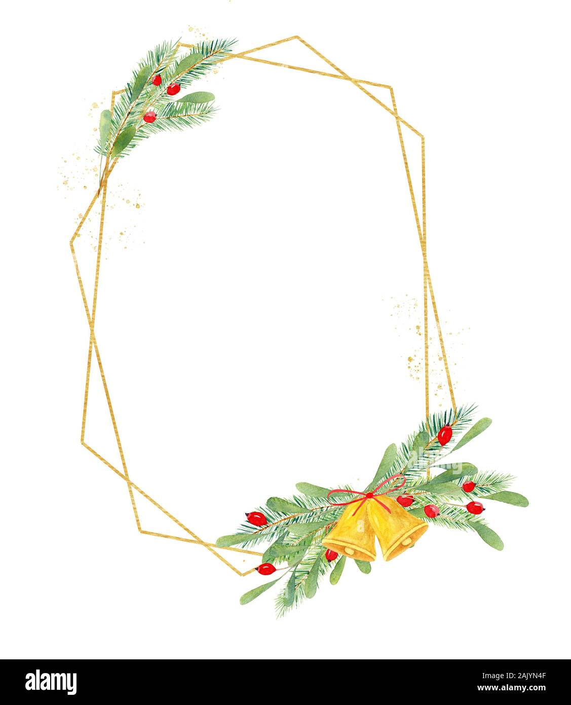 Oval shape polygonal christmas frame with botanical decorations ...