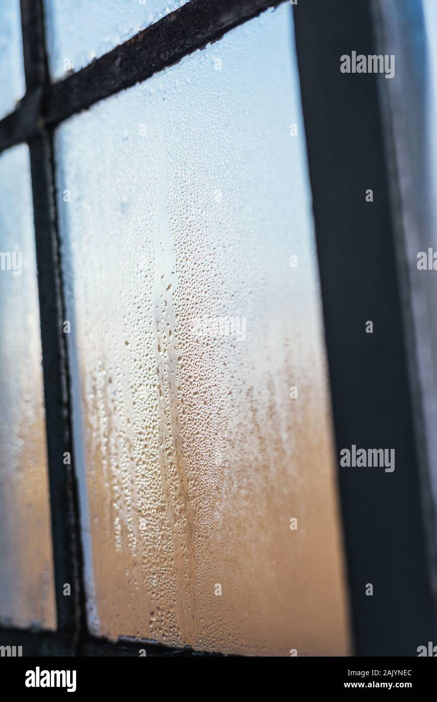 Steamy windows dripping with condensation Stock Photo - Alamy
