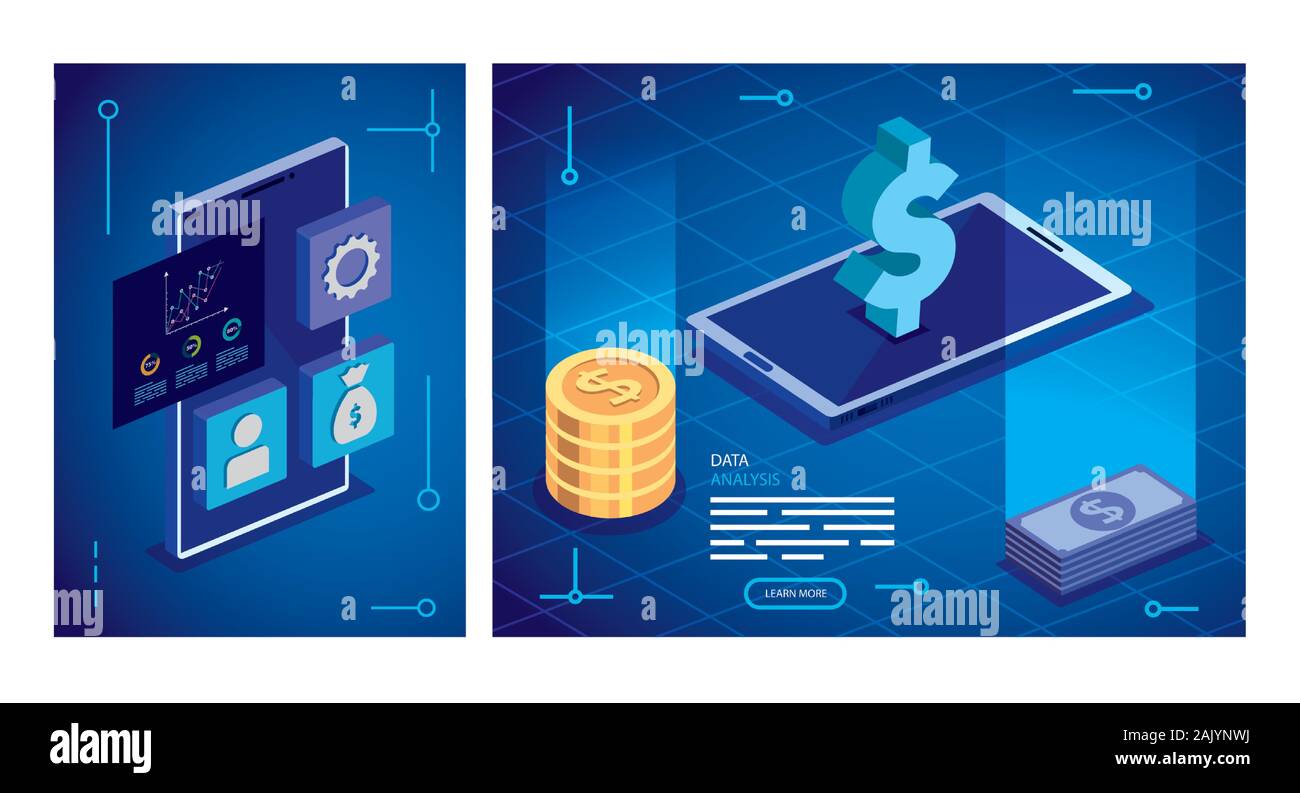 set analysis data poster with business icons Stock Vector Image & Art ...