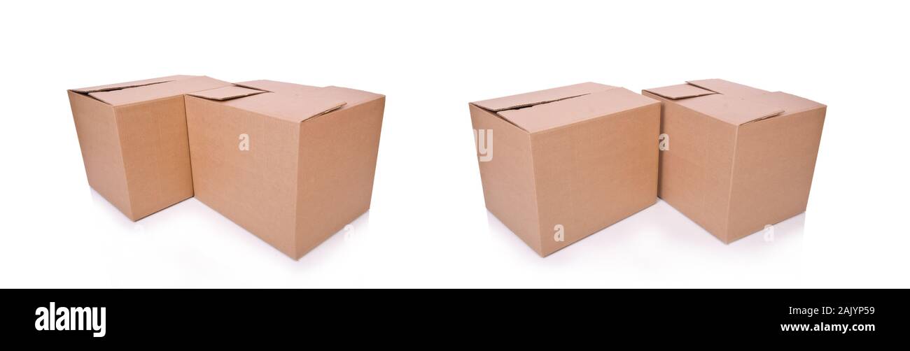 The carton boxes isolated on the white background Stock Photo - Alamy
