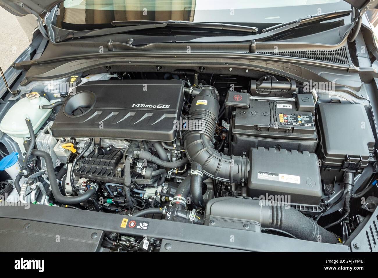 Hong Kong, China May, 2019 : Hyundai i30 Engine on May 31 2019 in Hong ...