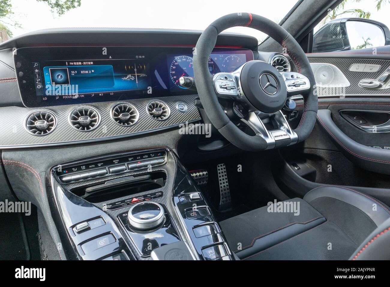 Hong Kong, China July, 2019 : Mercedes-AMG GT 4-door Interior on July 5 ...