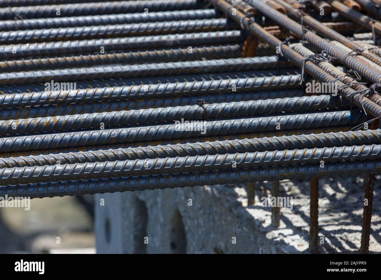 steel rebar in a construction site in a construction site Stock Photo ...