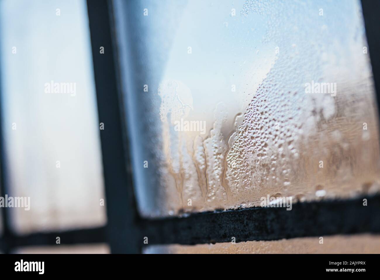 Steamy windows dripping with condensation Stock Photo - Alamy