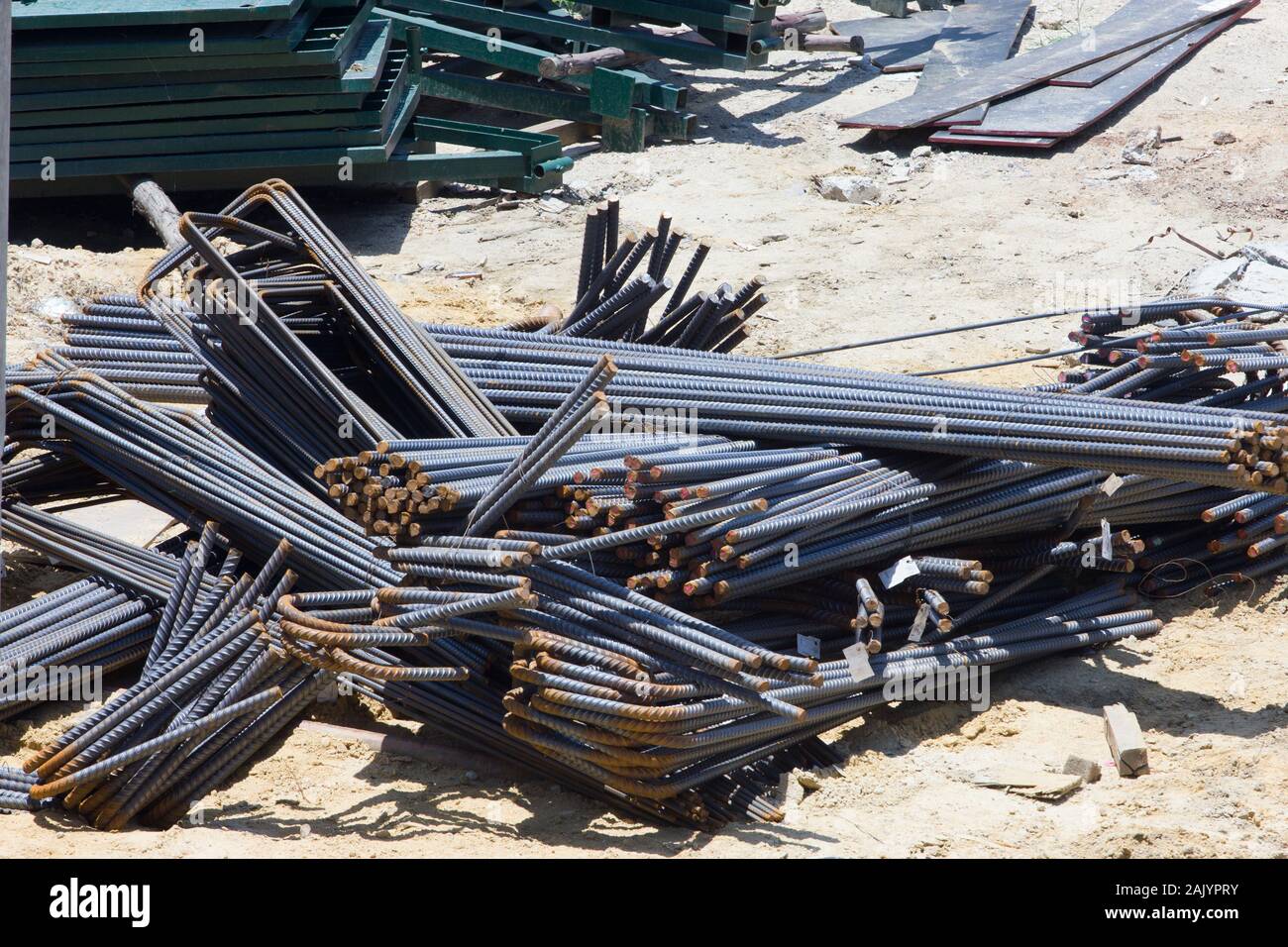 steel rebar in a construction site in a construction site Stock Photo ...