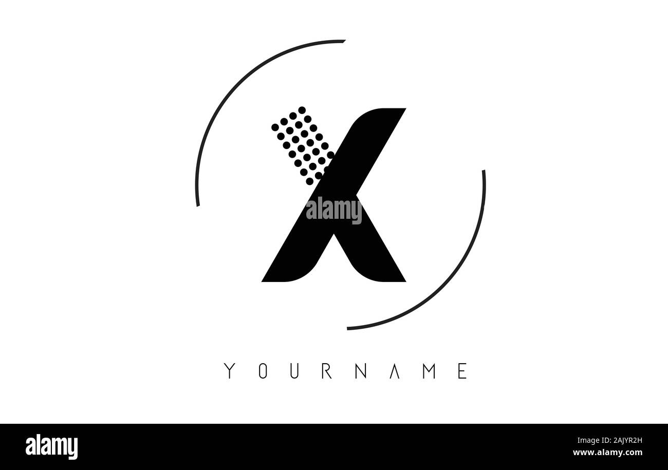 X Black Dotted Letter Logo Design with a circular rounded Frame. Dotted ...