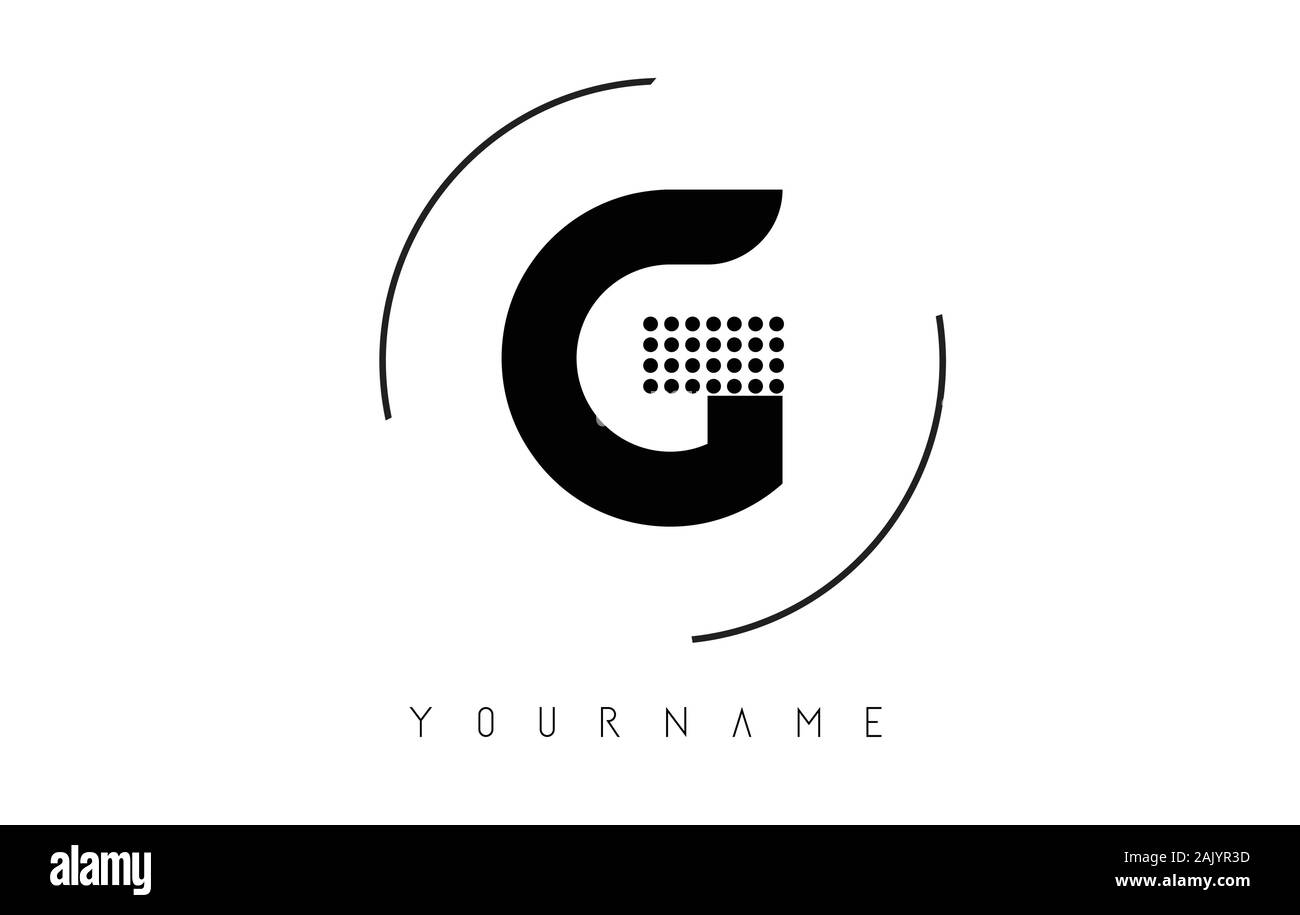 G Black Dotted Letter Logo Design with a circular rounded Frame. Dotted ...