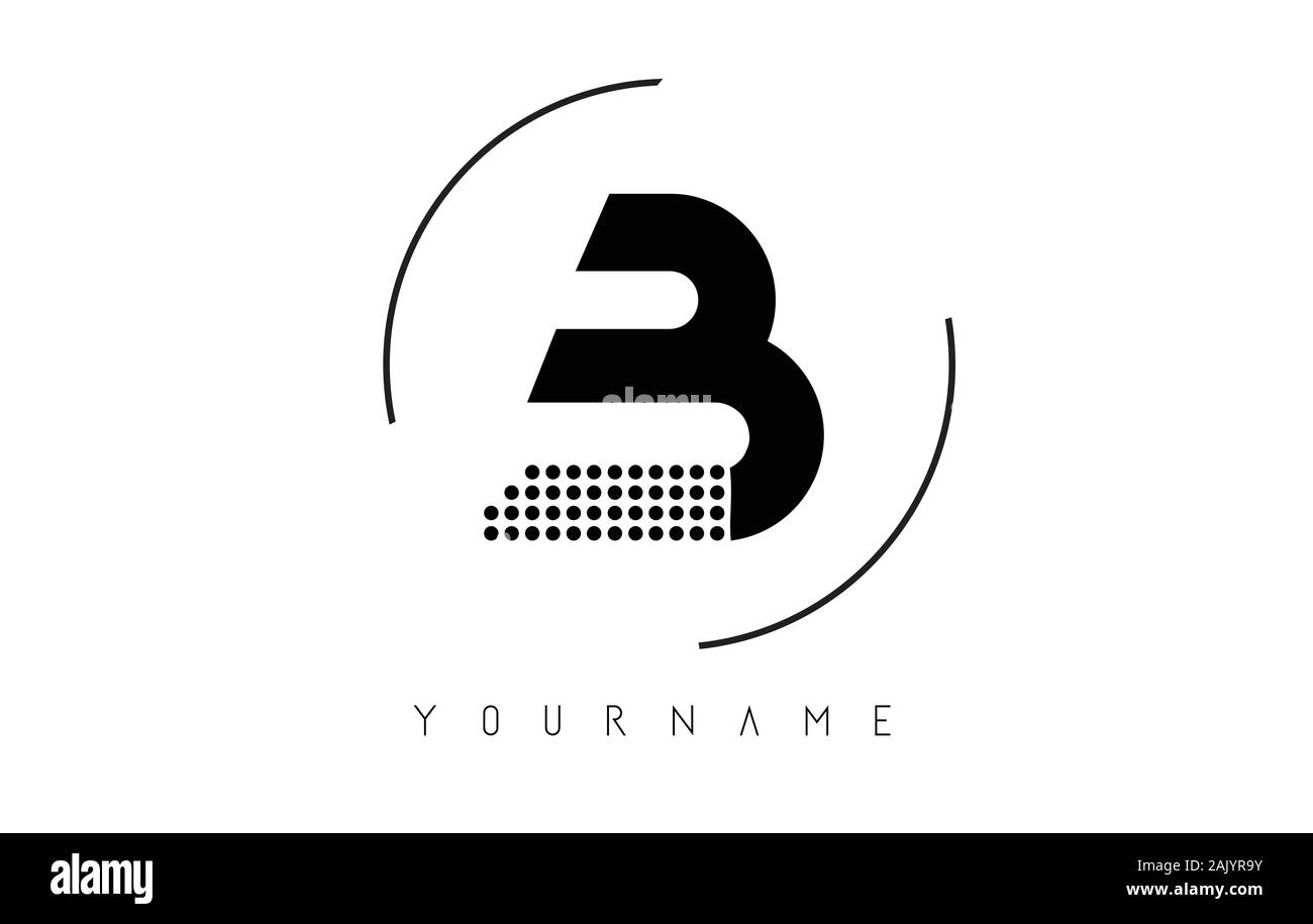 B Black Dotted Letter Logo Design with a circular rounded Frame. Dotted ...