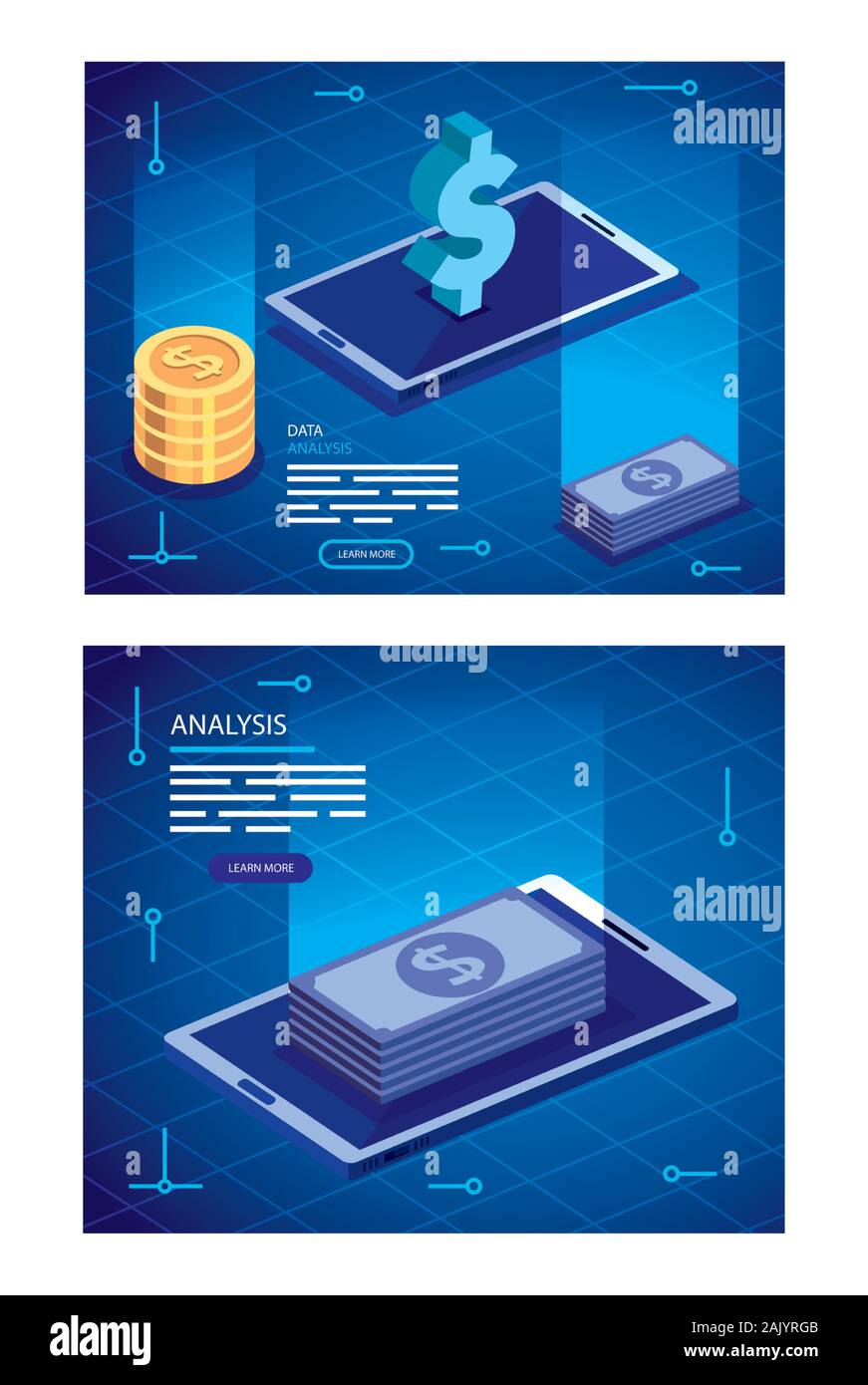 set analysis data poster with business icons Stock Vector Image & Art ...
