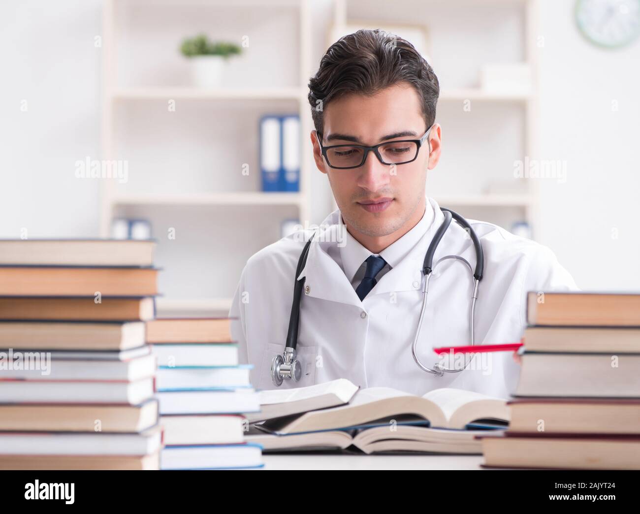 Medical student preparing for university exams Stock Photo - Alamy